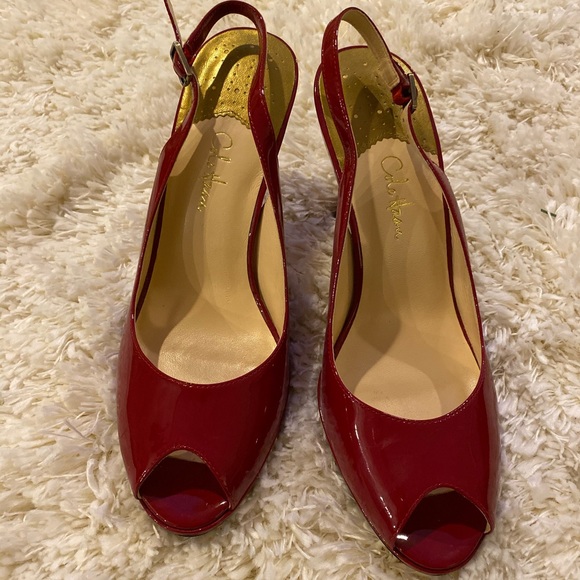 Cole Haan | Shoes | Cole Haan Heels Red Paten Leather Nikeair Addition ...